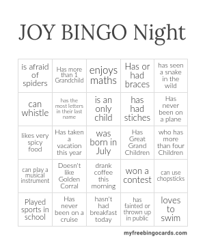 JOY BINGO Night
