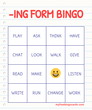-ING FORM BINGO