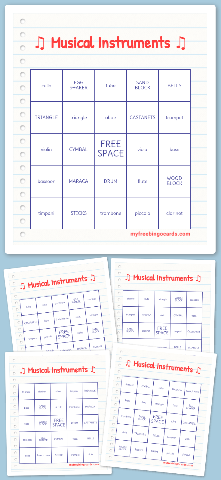Virtual ♫ Musical Instruments ♫ Bingo