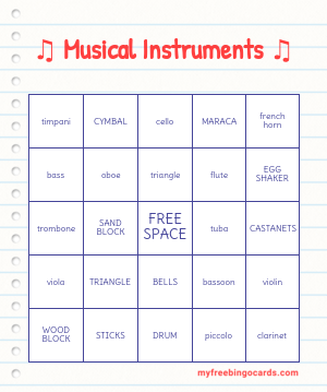 Musical Instruments ♫ Bingo