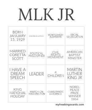 MLK JR BINGO