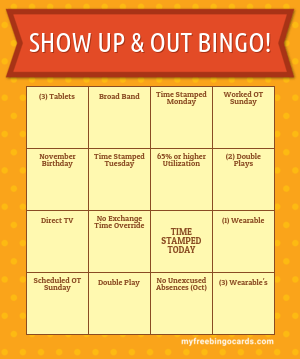 Print 100+ SHOW UP & OUT BINGO! Cards