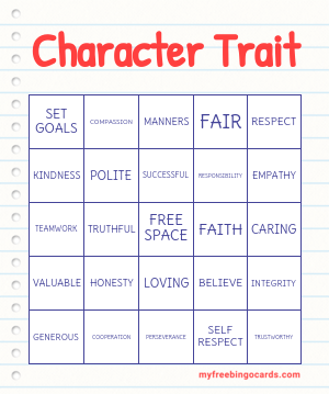 Character Trait Bingo