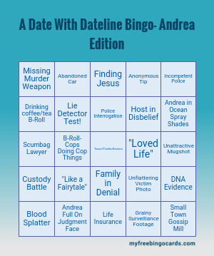 Print 100+ A Date With Dateline Bingo- Andrea Ed… Cards