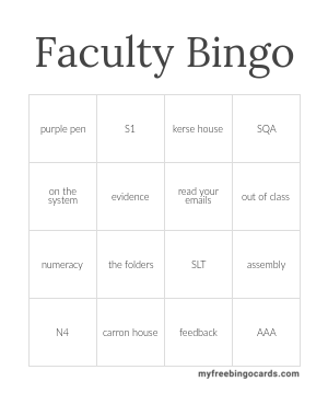 Faculty Bingo