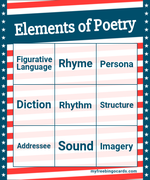 Elements of Poetry Bingo