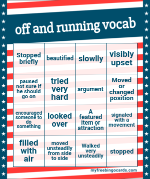 off and running vocab bingo