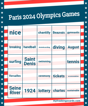 Paris 2024 Olympics Games Bingo