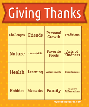 Giving Thanks Bingo