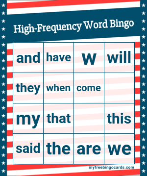High-Frequency Word Bingo