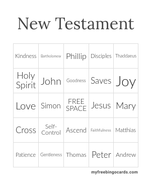 New Testament Bingo
