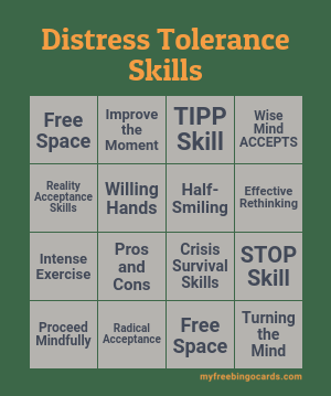 Distress Tolerance Skills Bingo