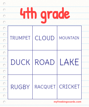 4th grade bingo