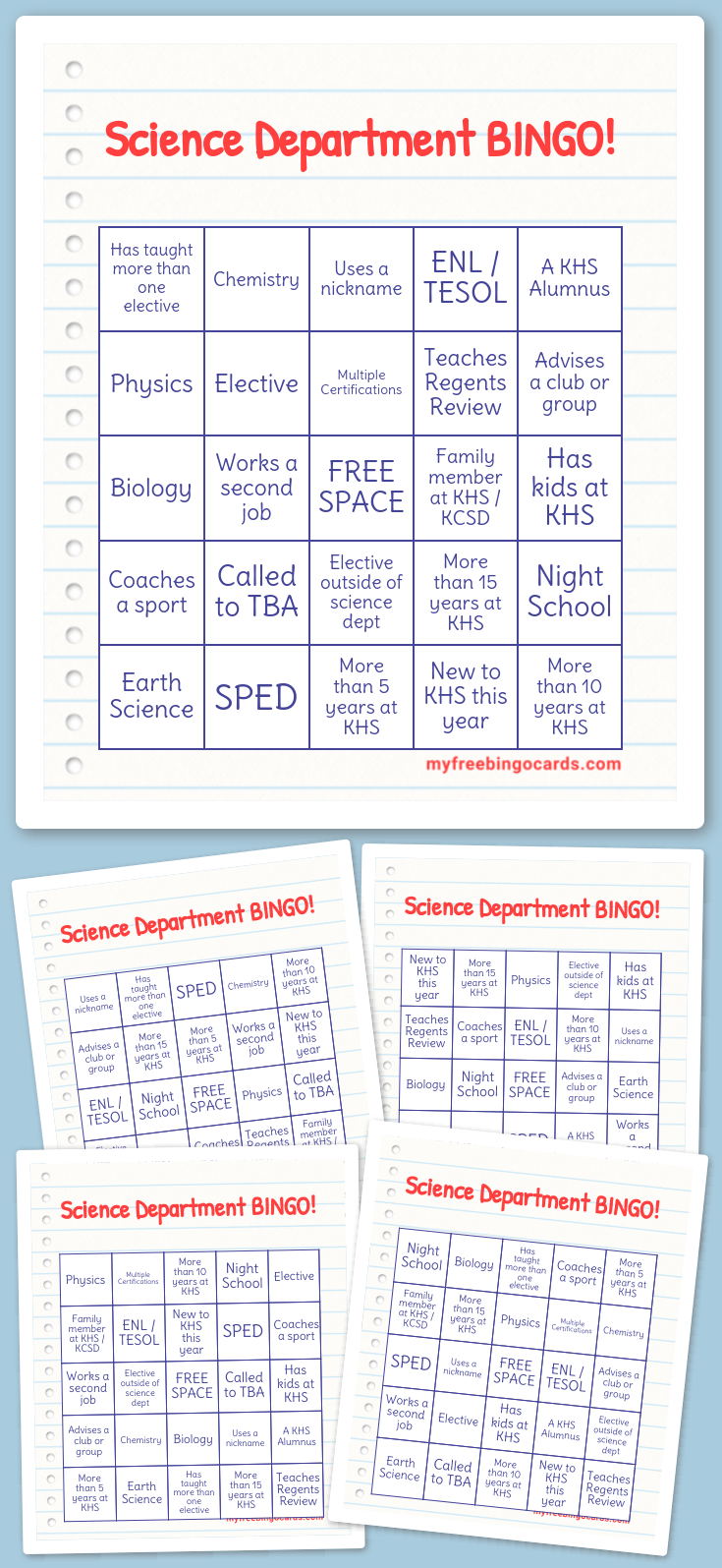 Virtual Science Department BINGO!