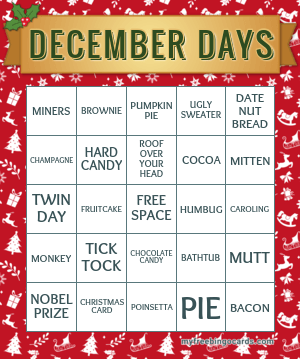 DECEMBER DAYS BINGO