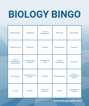 PRINT 100+ BIOLOGY BINGO CARDS