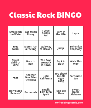 Classic Rock BINGO