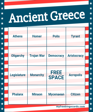 Ancient Greece Bingo
