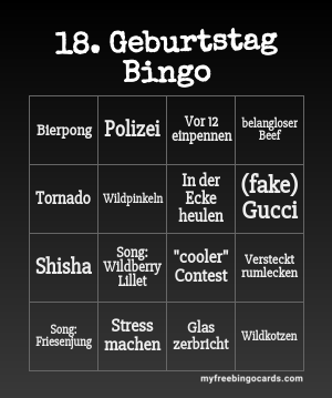 18. Geburtstag Bingo