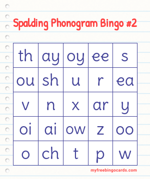 Spalding Phonogram Bingo #2