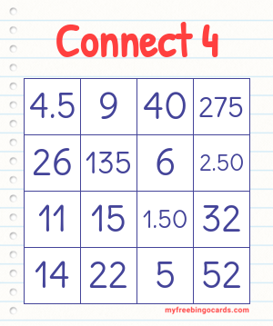 Print 100+ Connect 4 Bingo Cards