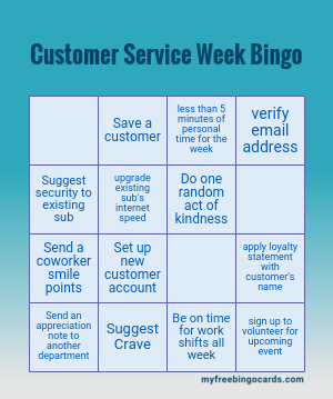 Customer Service Week Bingo