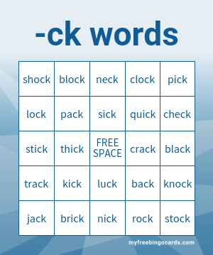 -ck words bingo