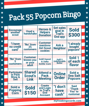 Pack 55 Popcorn Bingo