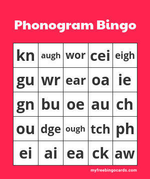 Phonogram Bingo