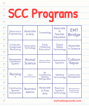 SCC Programs Bingo