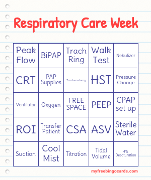Respiratory Care Week Bingo