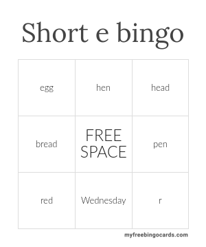 Print 100+ Short e bingo Cards