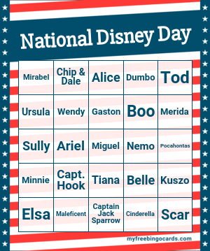 National Disney Day Bingo
