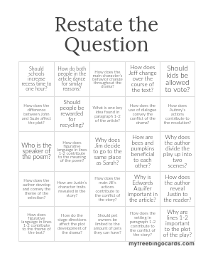 Restate the Question Bingo
