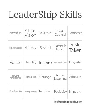LeaderShip Skills Bingo