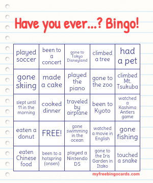 Print 100+ Have you ever...? Bingo! Cards