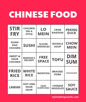 CHINESE FOOD BINGO