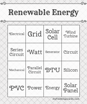 Renewable Energy Bingo