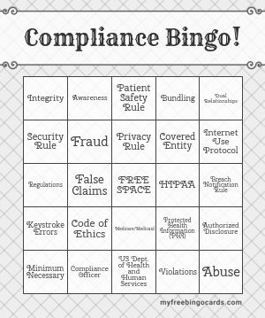 Print 100+ Compliance Bingo! Cards