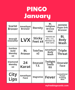 PINGO January Bingo