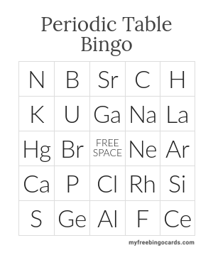 Print 100+ Periodic Table Bingo Cards