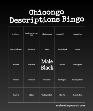 Chicongo Descriptions Bingo