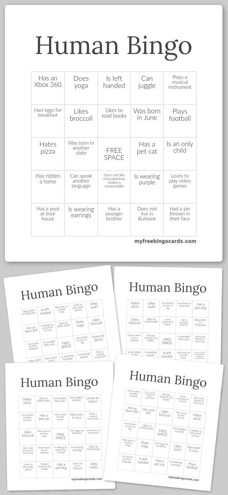 Virtual Human Bingo