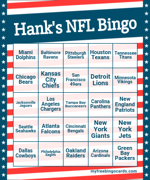 Print 100+ Hank's NFL Bingo Cards