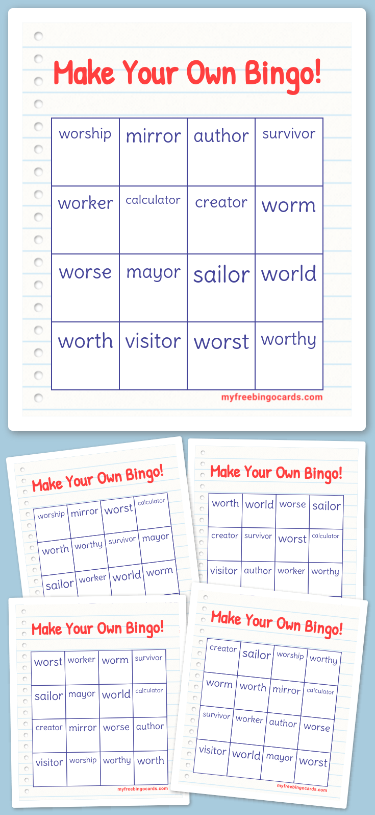 Virtual Make Your Own Bingo!