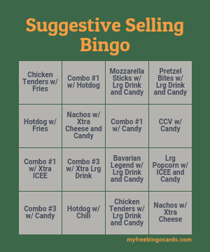 Suggestive Selling Bingo