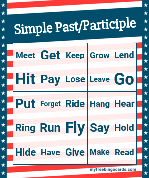 Simple Past/Participle Bingo