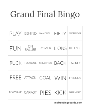 Grand Final Bingo