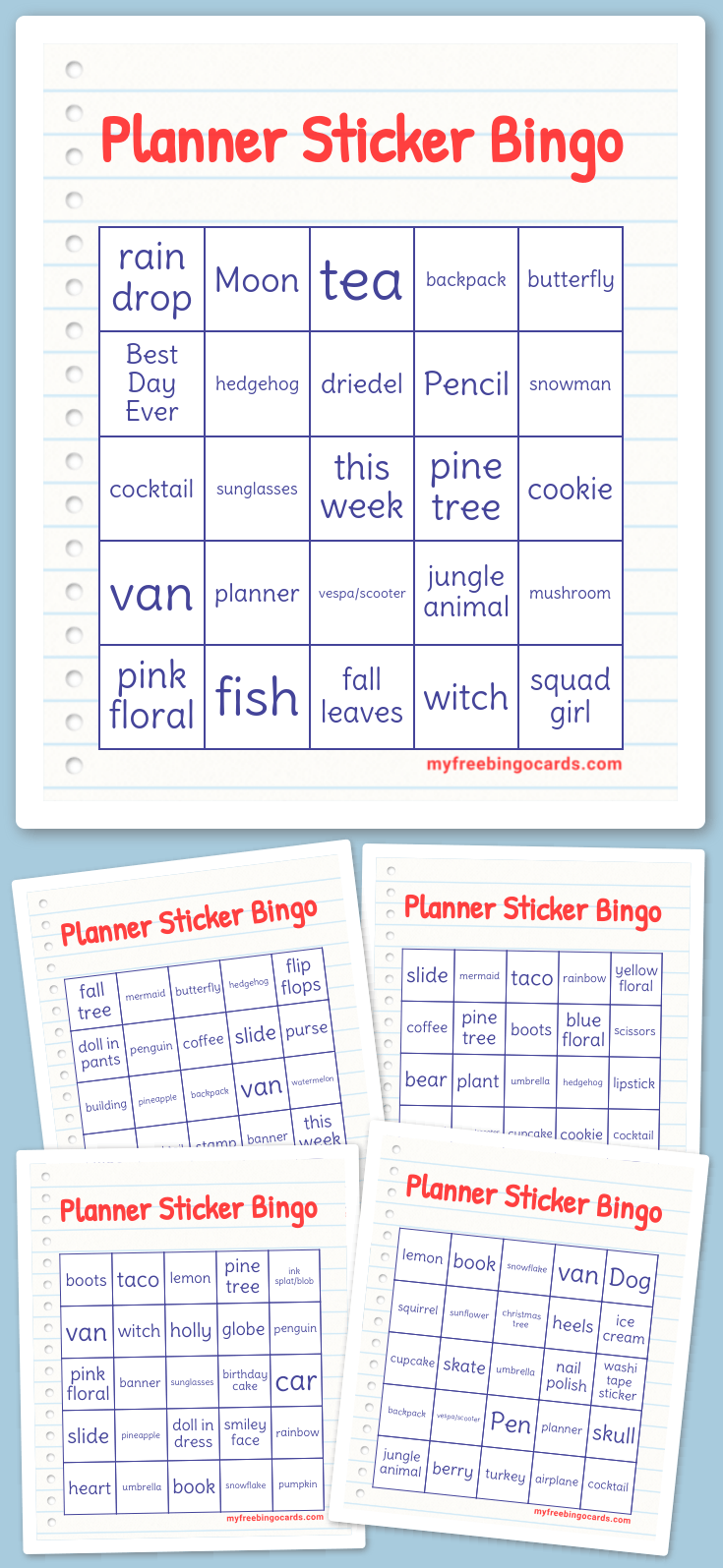 Virtual Planner Sticker Bingo