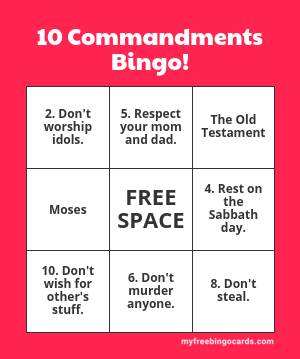 10 Commandments Bingo!